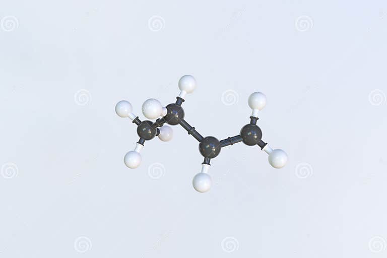 Molecule of Butene, Isolated Molecular Model. 3D Rendering Stock ...