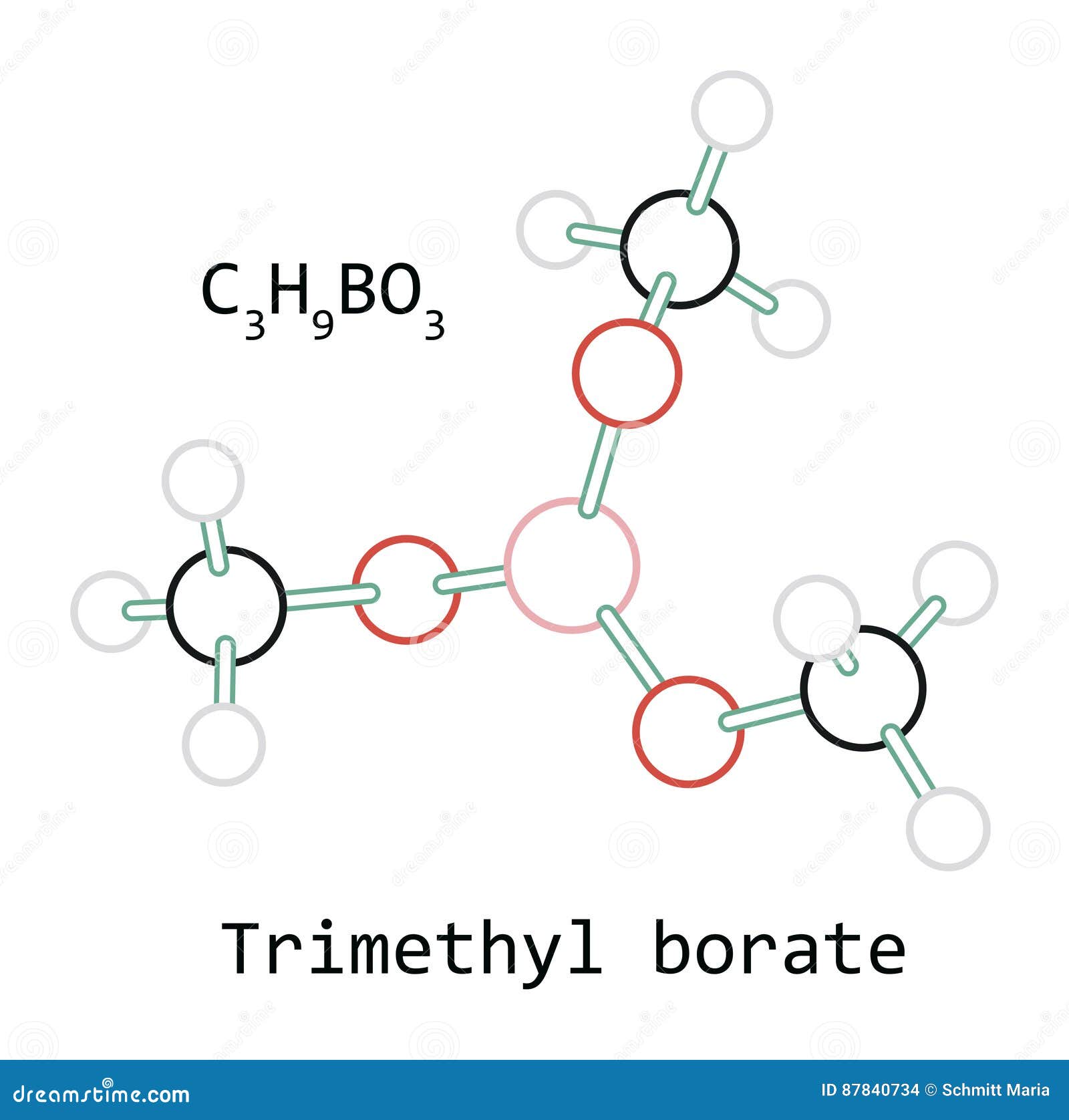 Molecule C3H9BO3 Trimethyl Borate Stock Vector - Illustration of model ...