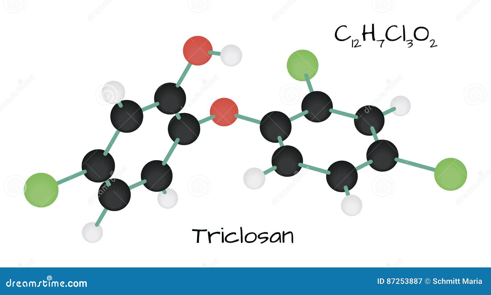 Triclosan Molecule. It Is A Polychloro Phenoxy Phenol With ...