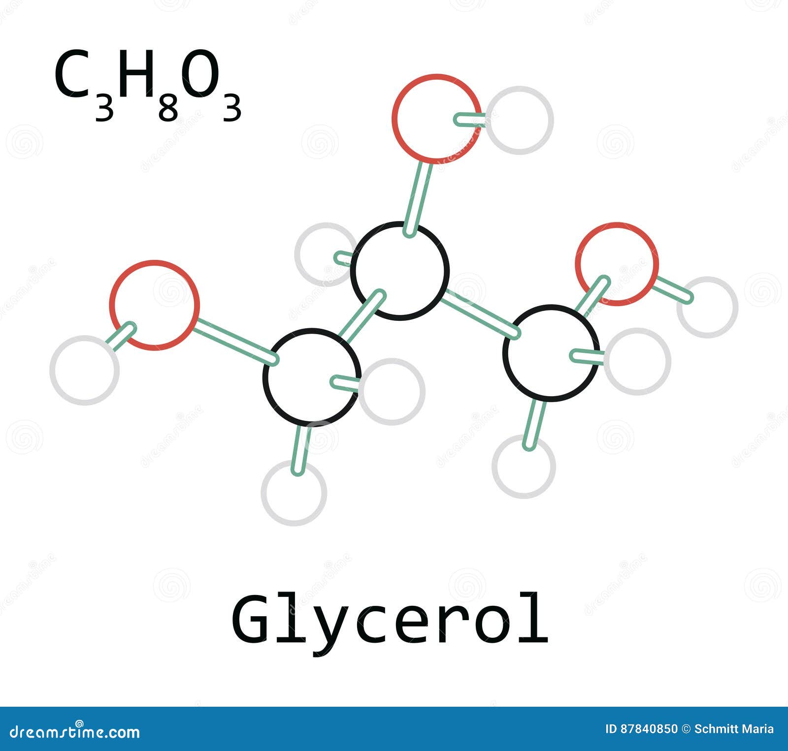 Glycerol Glycerine Molecule. Structural Chemical Formula And M Cartoon ...