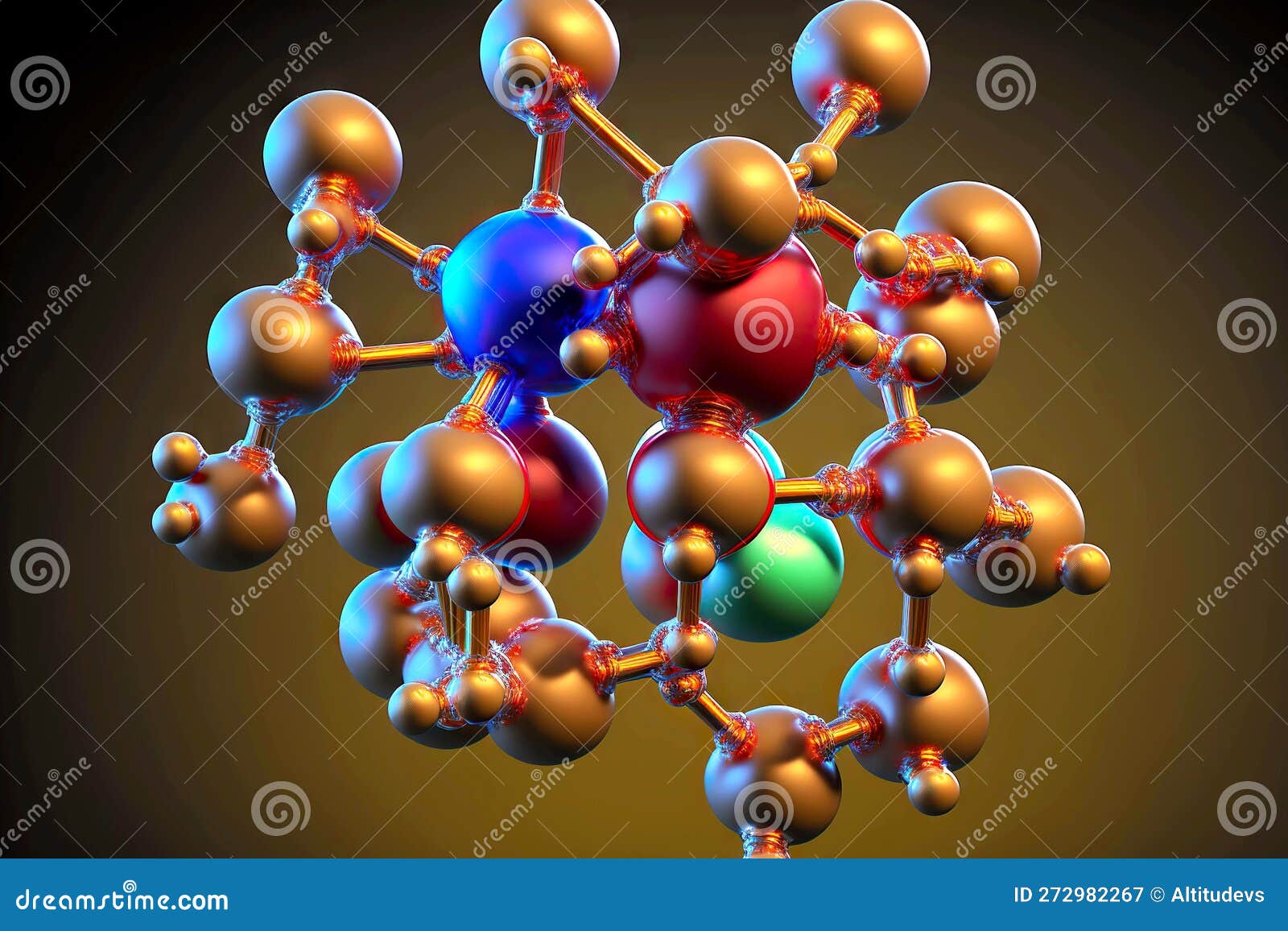 Molecule Closeup Structure Consisting of Multi-colored Spheres ...