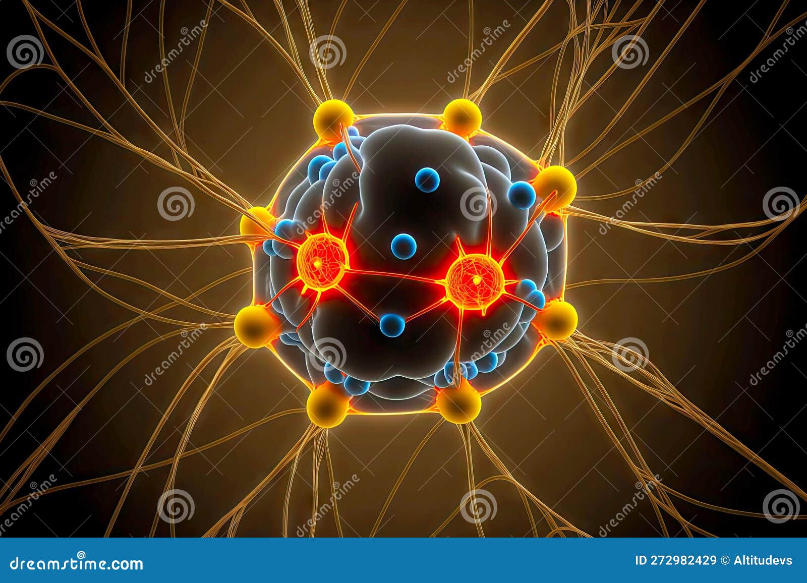 Molecule Closeup with Two Centers Surrounded by Small Multi-colored ...