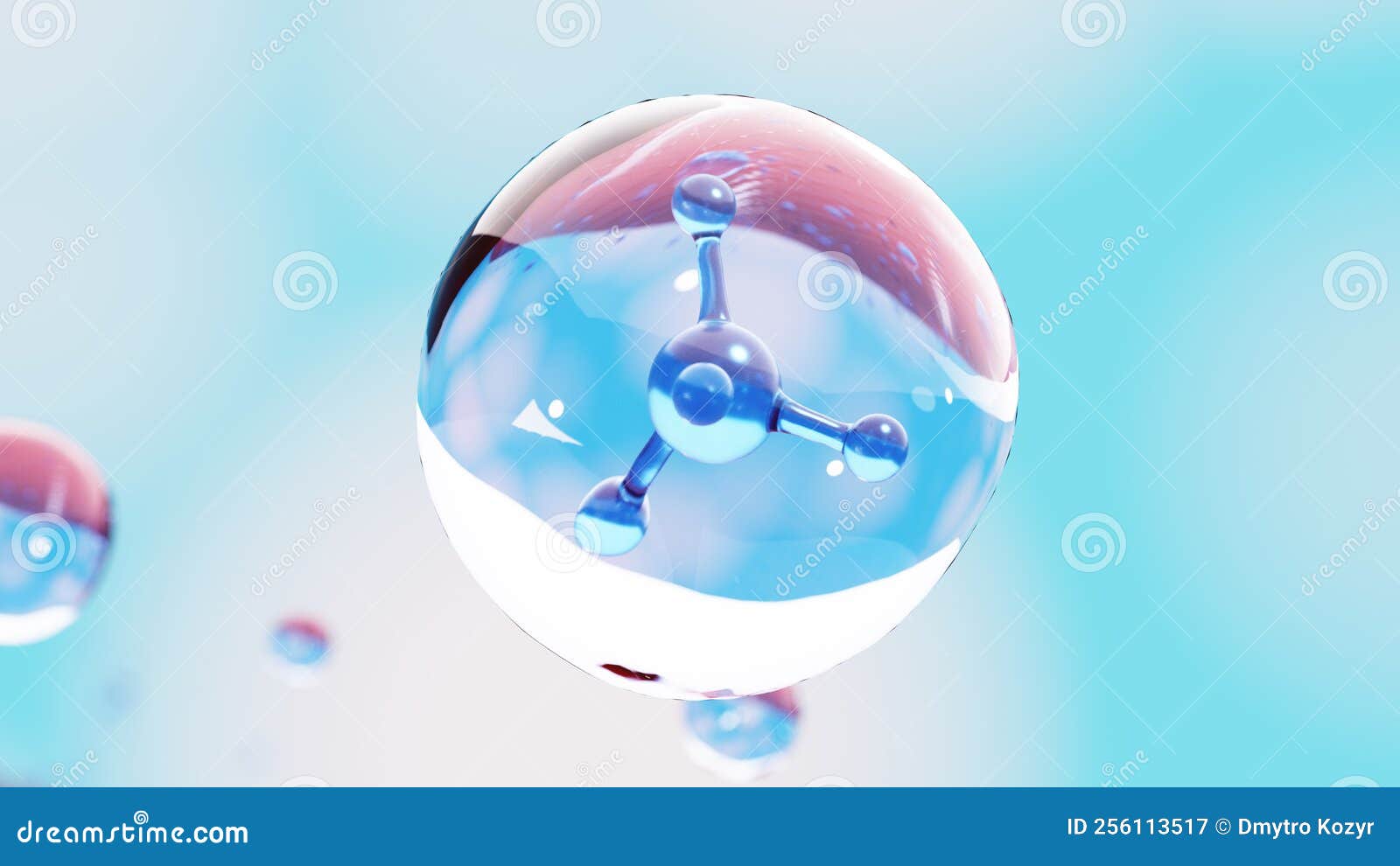Molecule Collagen Inside Transparent Liquid Bubble on Soft Background ...