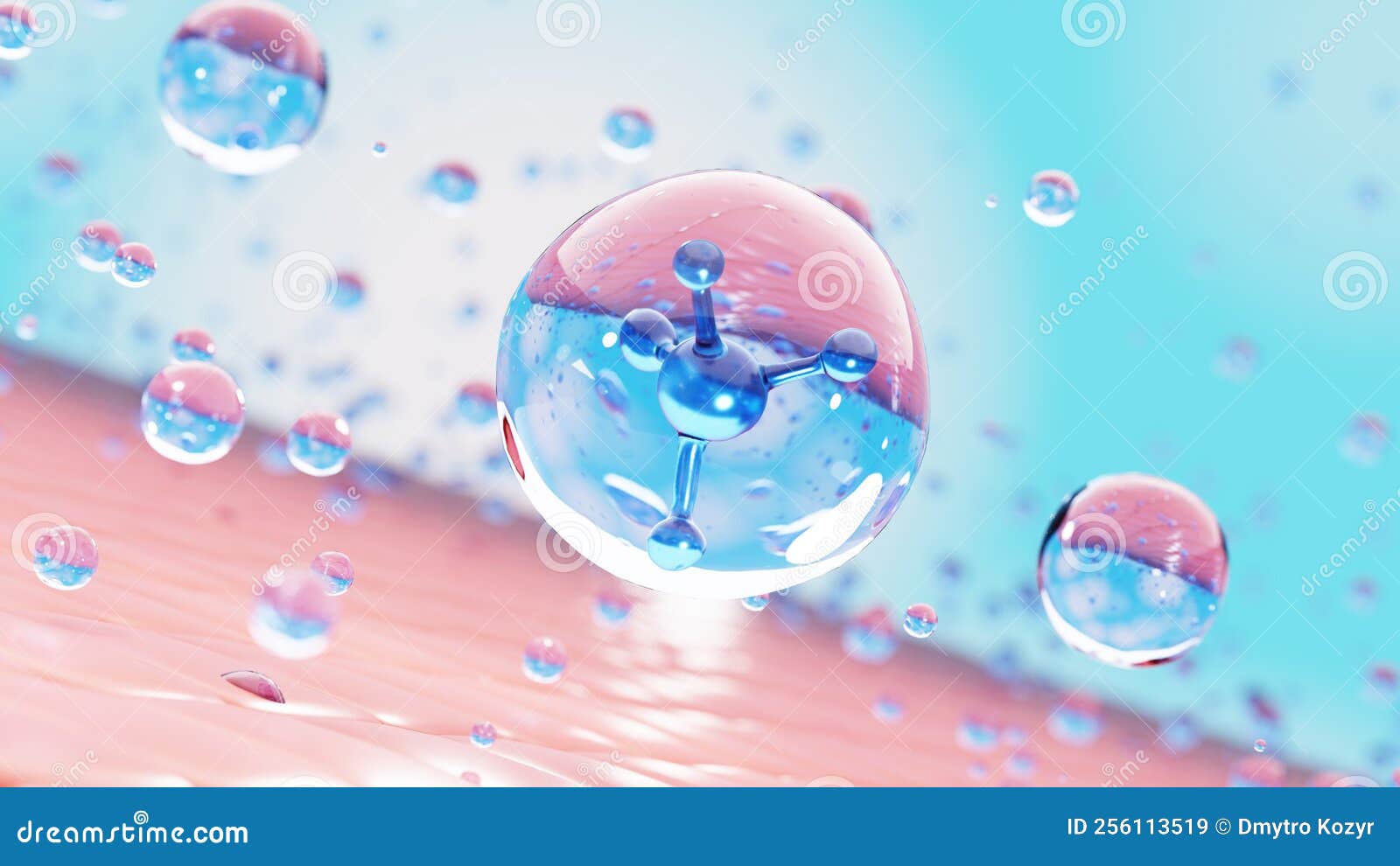 Molecule Collagen Inside Transparent Liquid Bubble on Soft Background ...