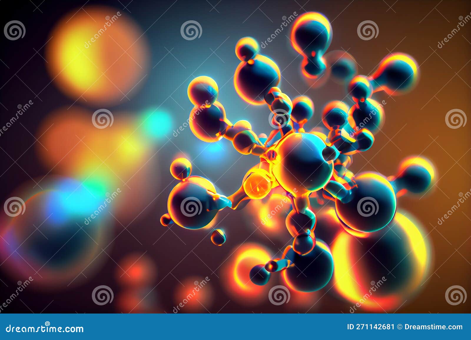 Molecule on a Colored Background. AI Generated Stock Image - Image of ...