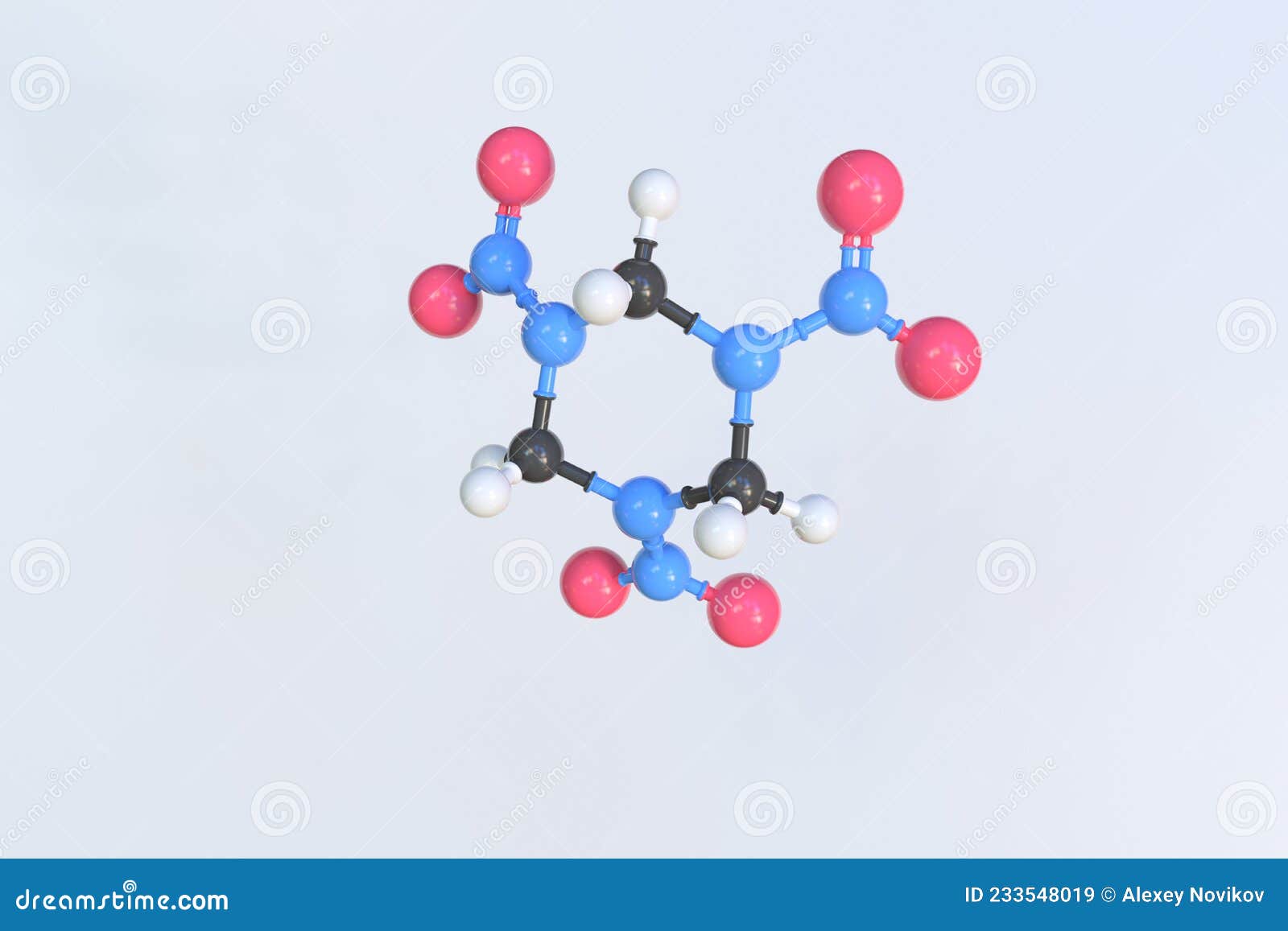 Molecule of Cyclonite, Isolated Molecular Model. 3D Rendering Stock ...