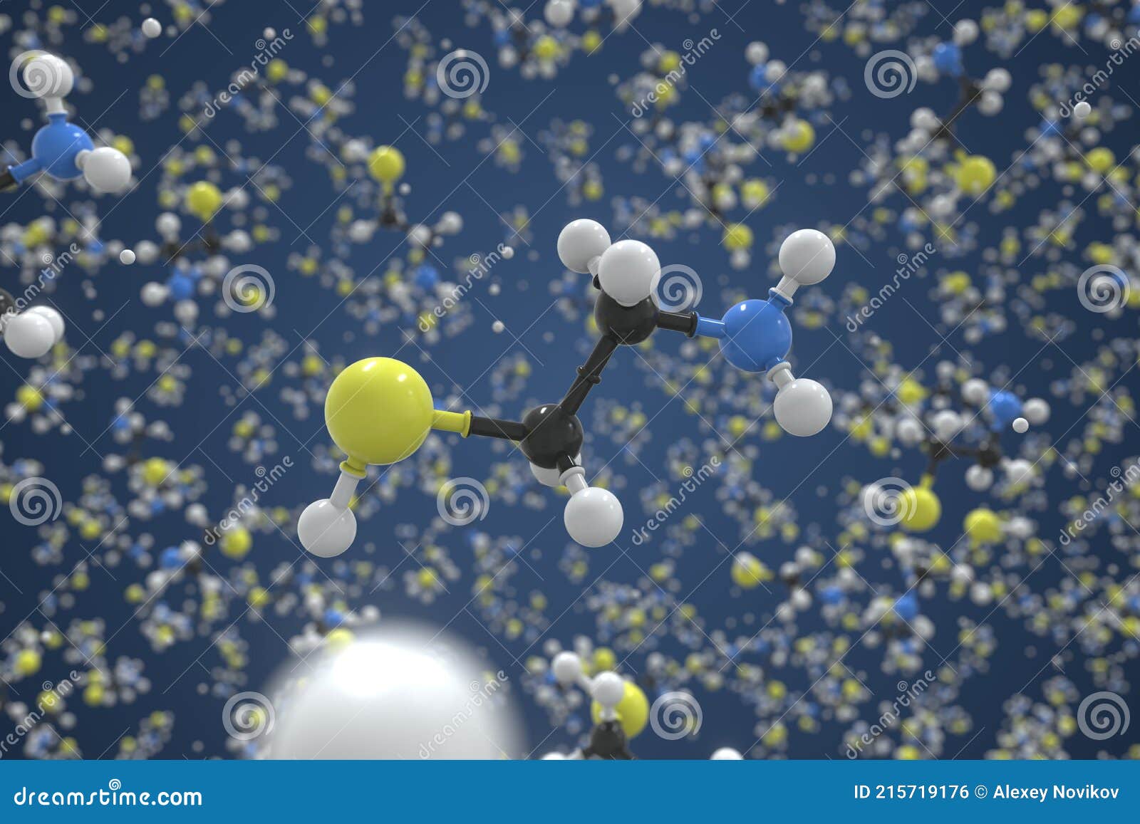 Molecule of Cysteamine, Ball-and-stick Molecular Model. Scientific 3d ...