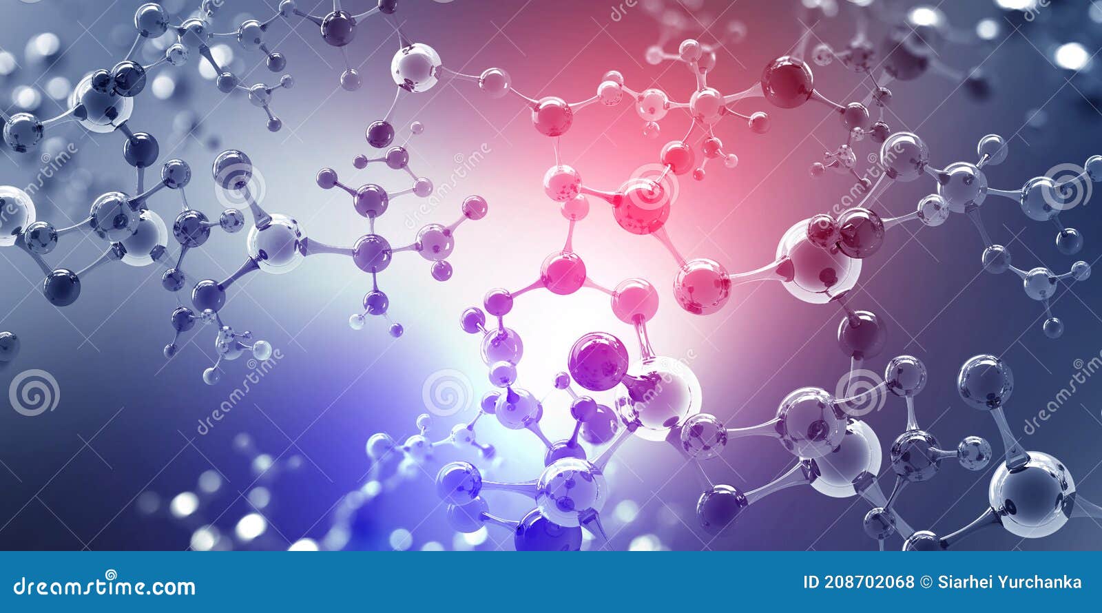 Molecule 3D Illustration. Hi Tech Technology in Field of Genetic ...