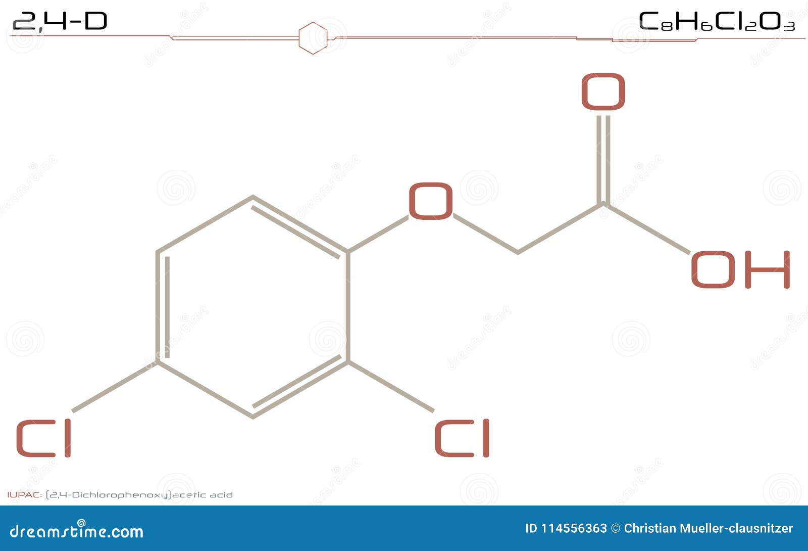 Molecule of 2,4-D stock vector. Illustration of elements - 114556363