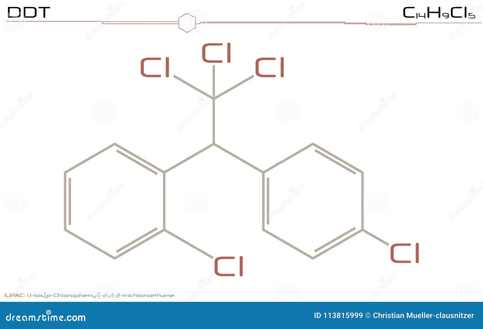 Molecule of DDT stock vector. Illustration of chemistry - 113815999