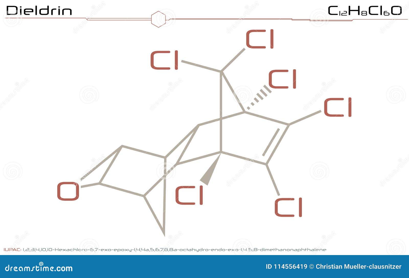 Molecule of Dieldrin stock vector. Illustration of iupac - 114556419