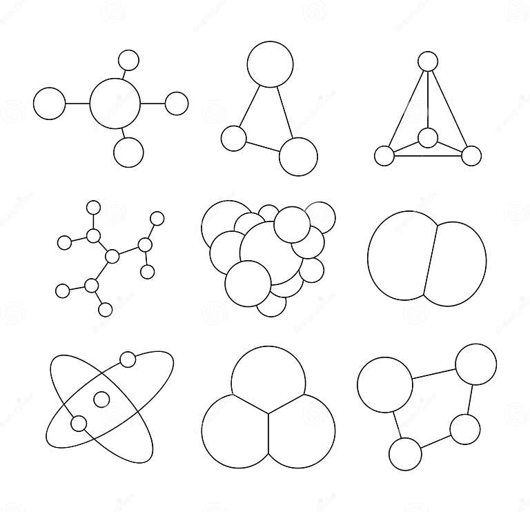 Molecule Different Shape. Coloring Page Stock Illustration ...