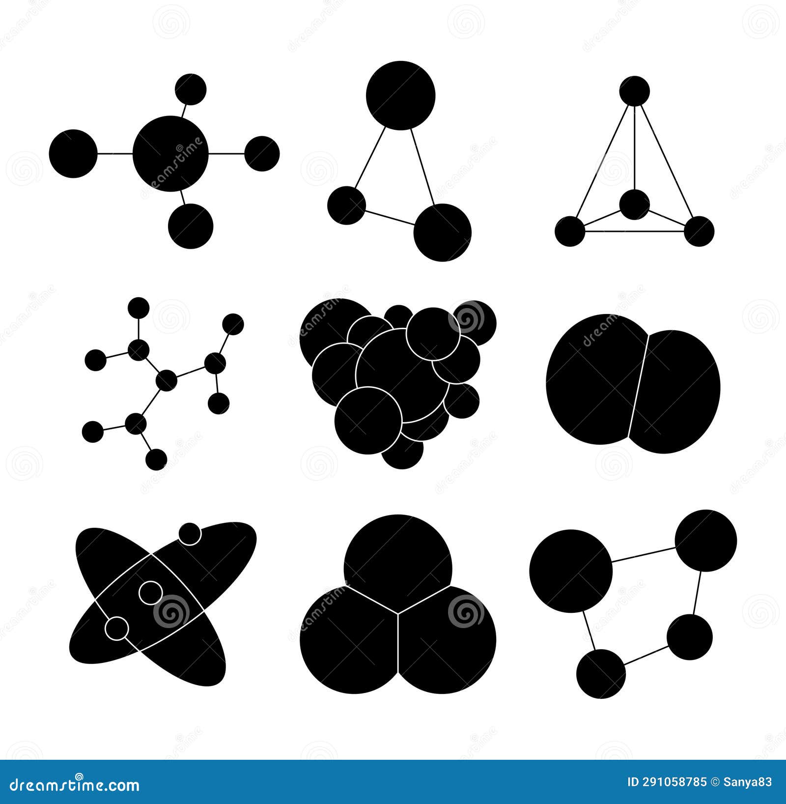 Molecule Different Shape. Silhouette Image Stock Illustration ...