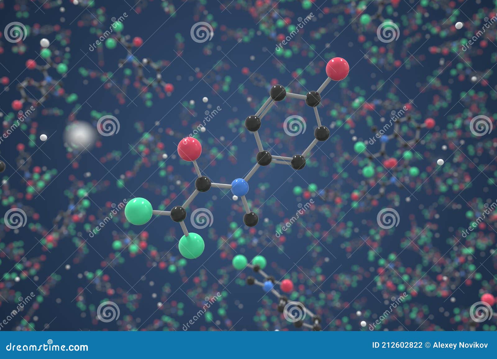 Molecule of Diloxanide. Molecular Model, Science Related 3d Rendering ...