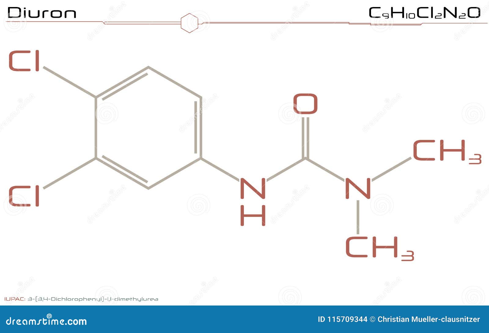 Molecule of Diuron stock vector. Illustration of iupac - 115709344