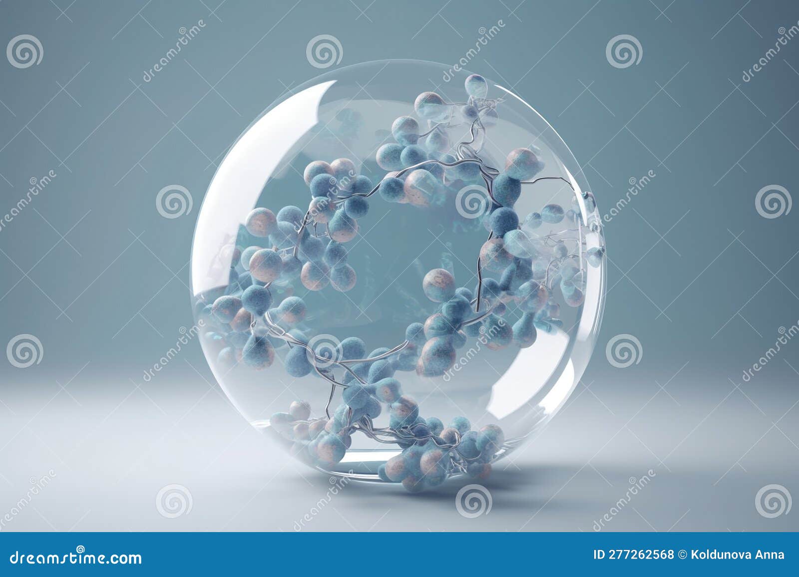 Molecule and Dna Inside Bubble on Blue Background Created with ...