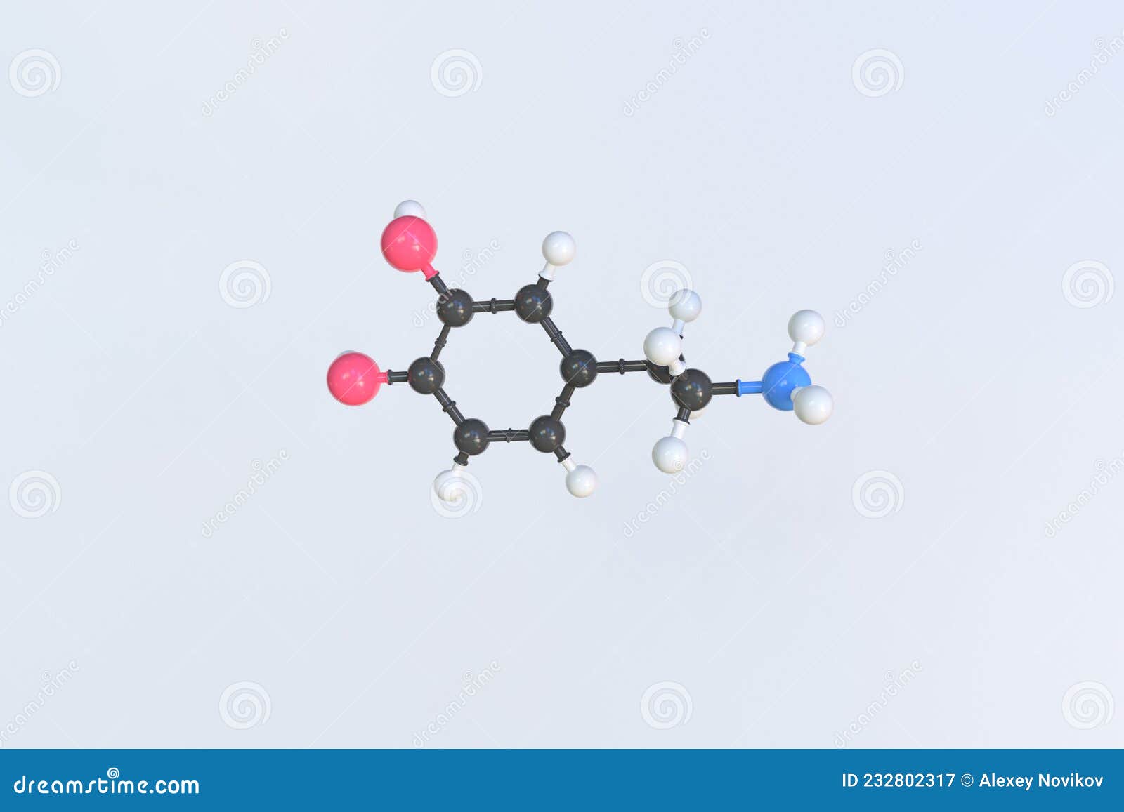 Molecule of Dopamine. Isolated Molecular Model, 3D Rendering Stock ...