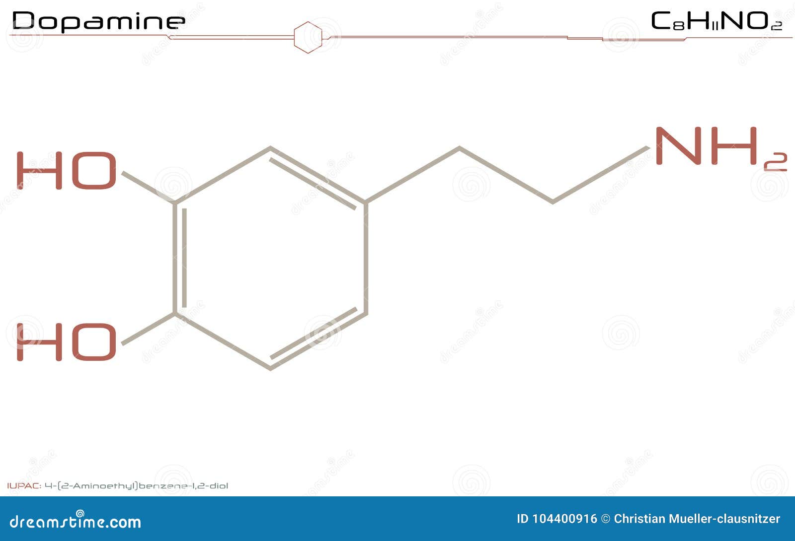 Molecule of Dopamine stock vector. Illustration of structure - 104400916