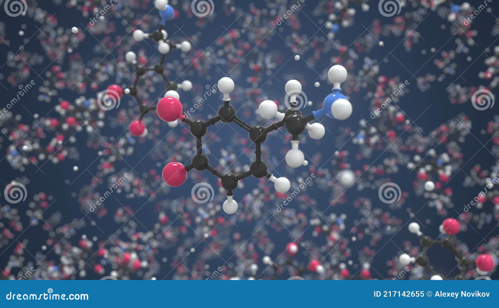 Molecule of Dopamine. Molecular Model, Looping Seamless 3d Animation ...