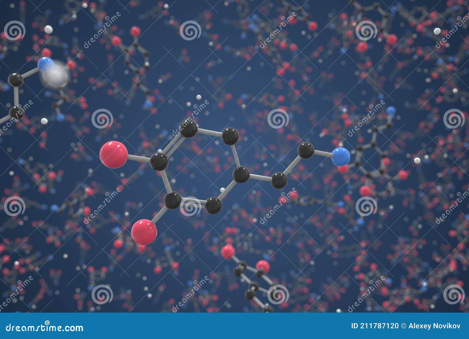 Molecule of Dopamine. Molecular Model, Science Related 3d Rendering ...