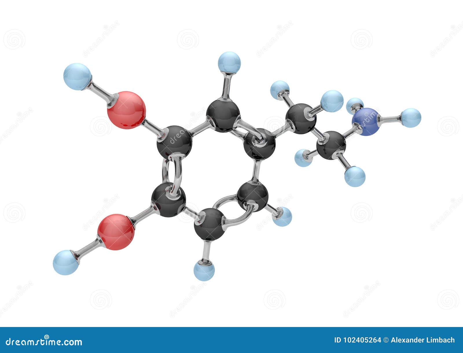 Molecule Dopamine stock illustration. Illustration of rendering - 102405264