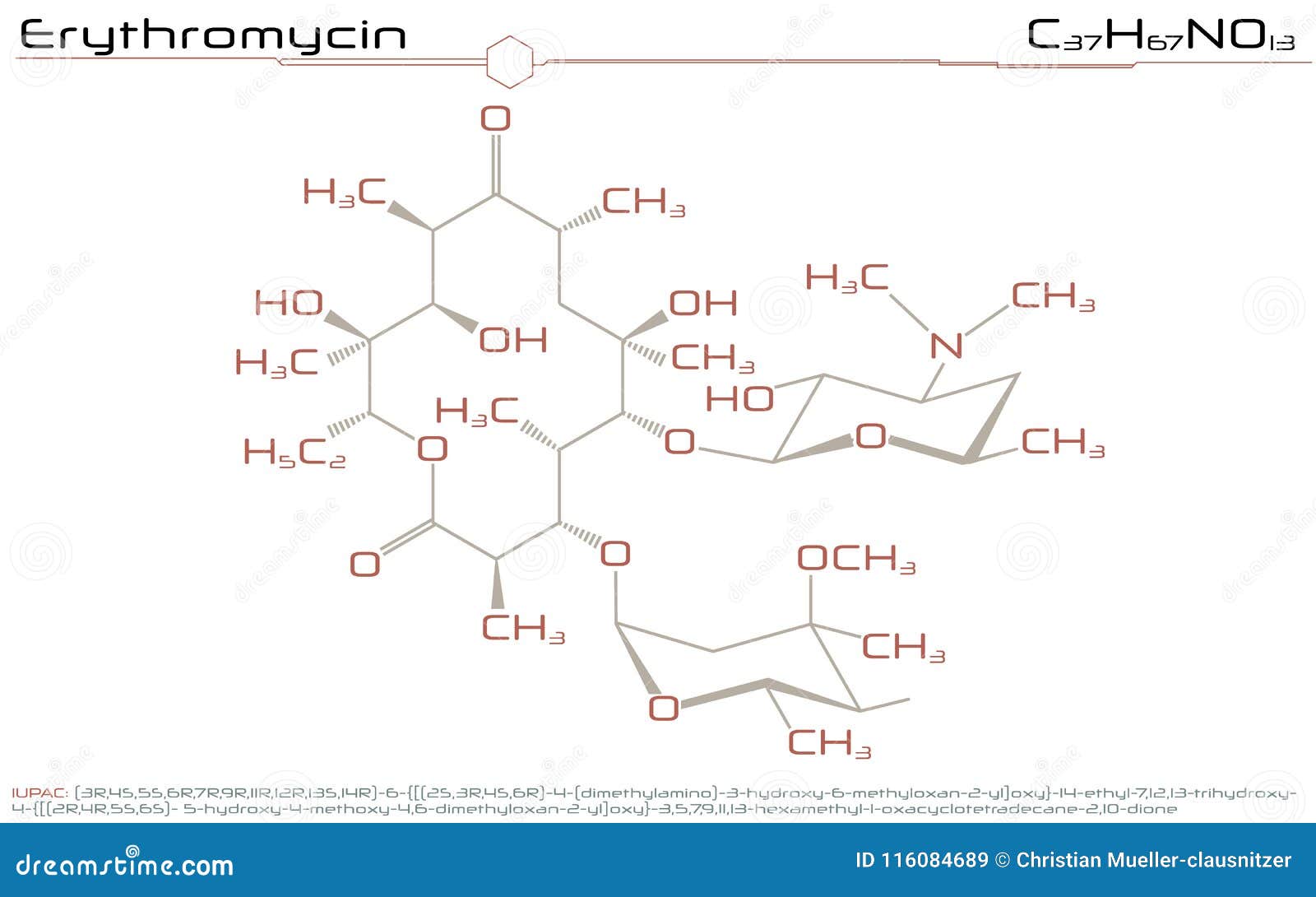 Molecule of Erythromycin stock vector. Illustration of chemistry ...