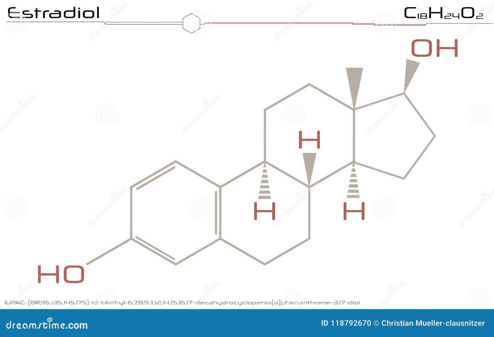 Molecule of Estradiol stock vector. Illustration of elements - 118792670