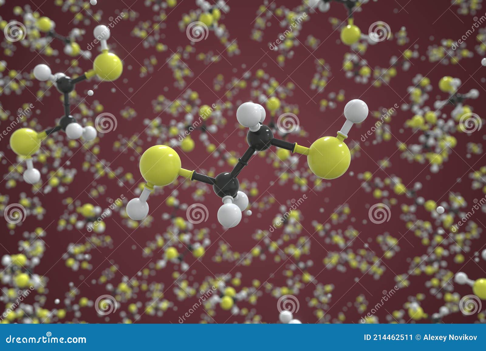 Molecule of 1,2-ethanedithiol, Ball-and-stick Molecular Model. Science ...