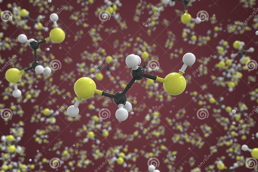 Molecule of 1,2-ethanedithiol, Ball-and-stick Molecular Model. Science ...
