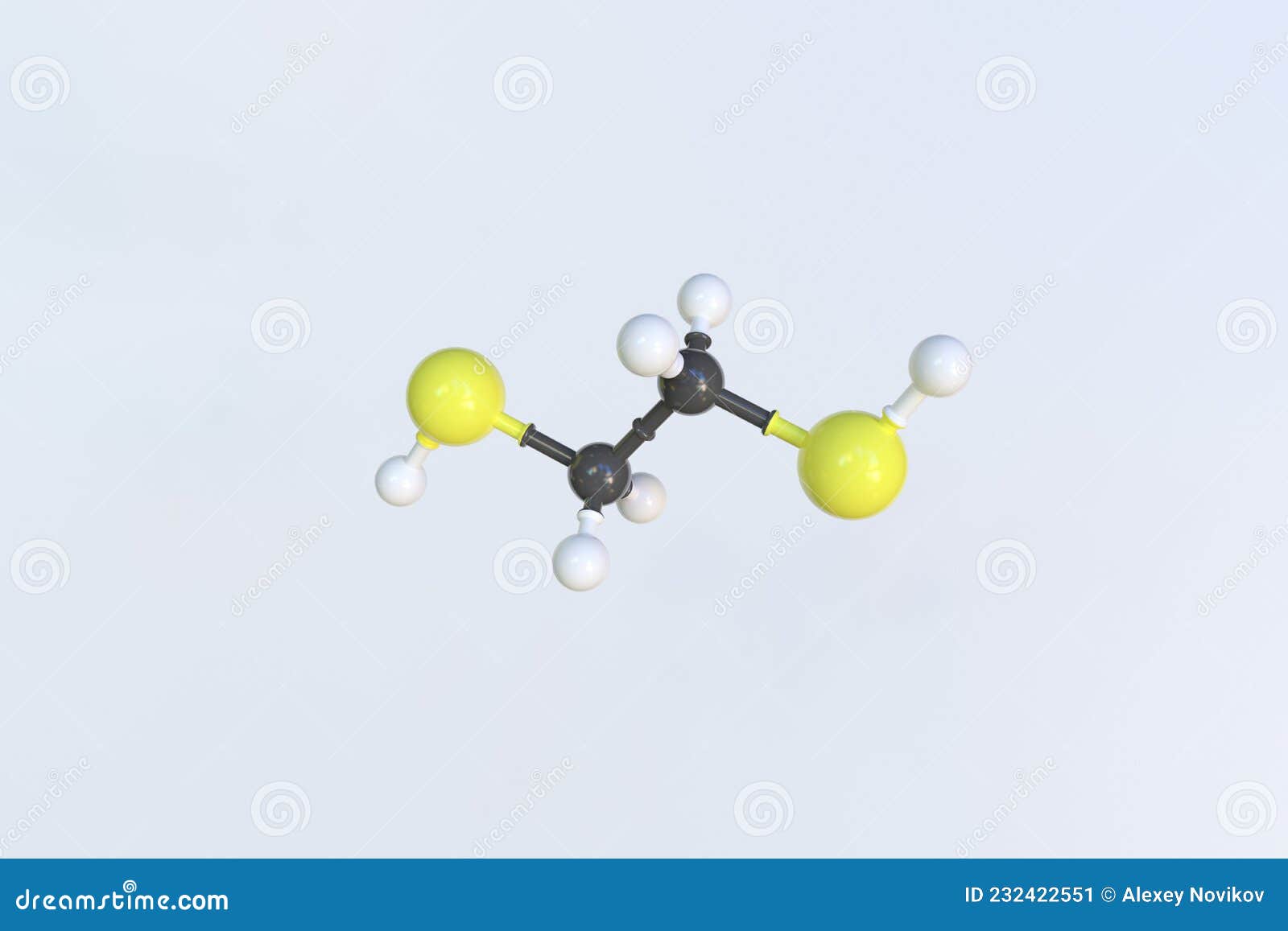 Molecule of 1,2-ethanedithiol, Isolated Molecular Model. 3D Rendering ...