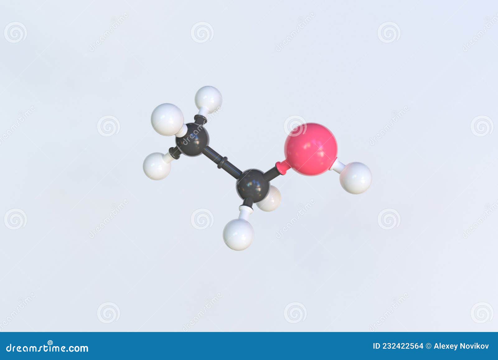 Molecule of Ethanol. Isolated Molecular Model, 3D Rendering Stock ...