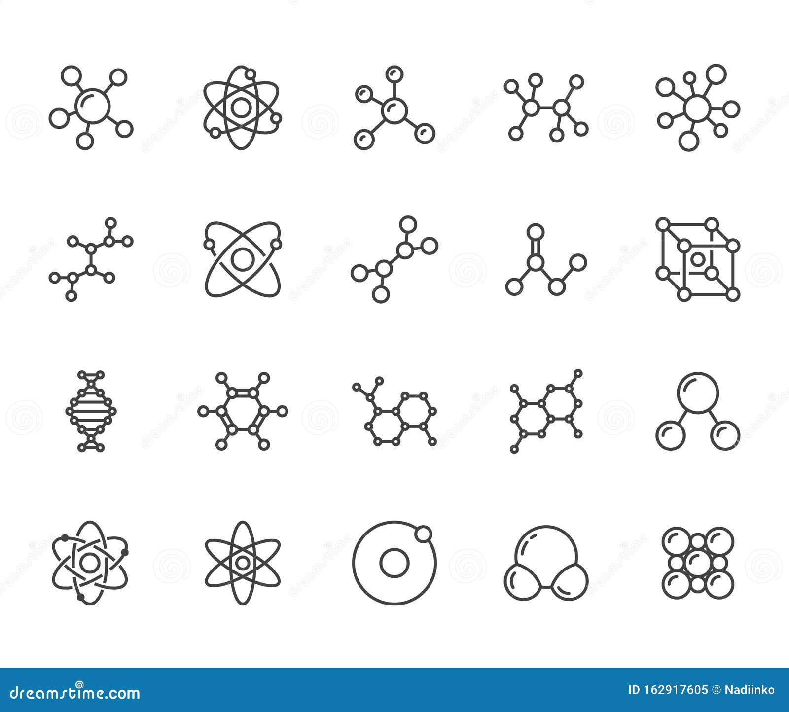 Molecule Flat Line Icons Set. Chemistry Science, Molecular Structure ... Molecule Flat Line Icons Set. Chemistry Science, Molecular Structure ...