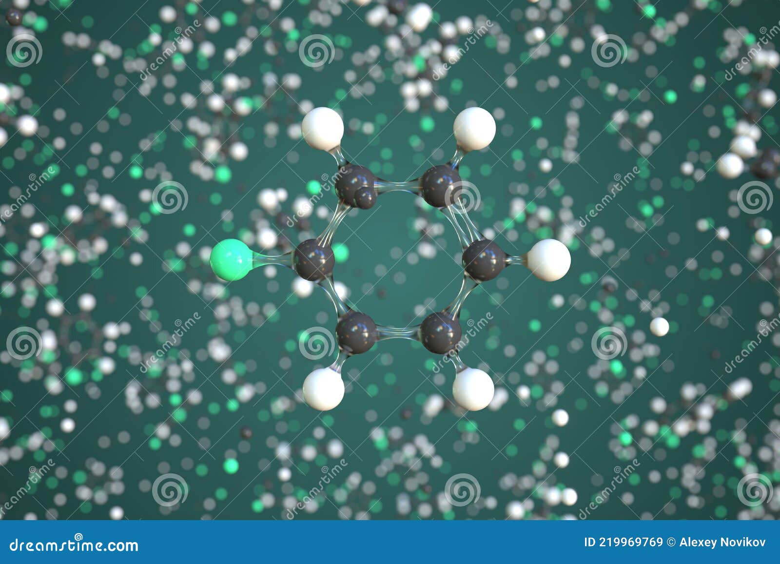 Molecule of Fluorobenzene, Conceptual Molecular Model. Scientific 3d ...