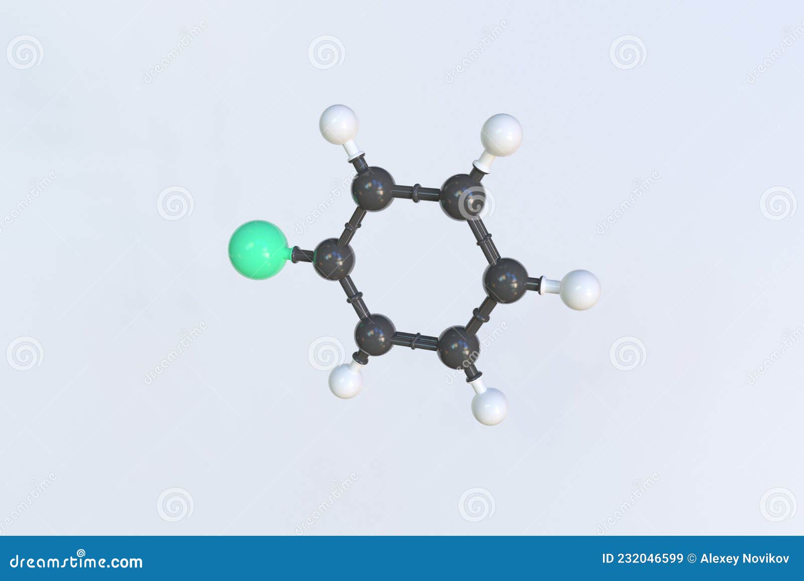 Molecule of Fluorobenzene, Isolated Molecular Model. 3D Rendering Stock ...
