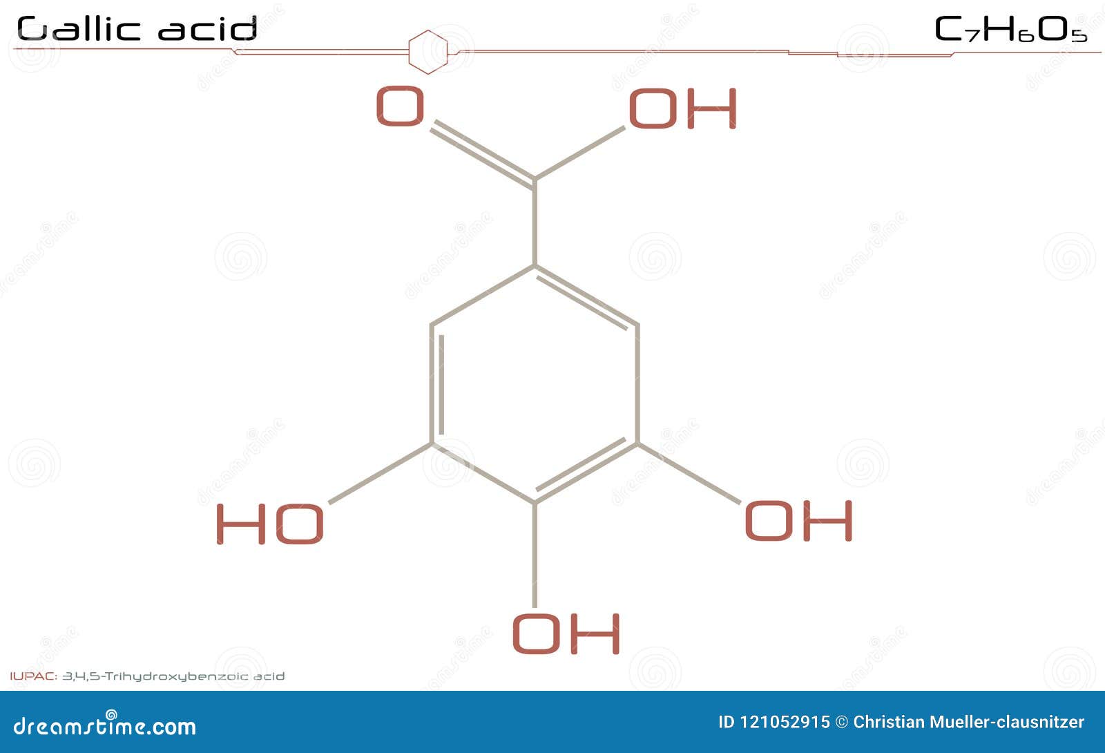 Molecule of Gallic acid. stock vector. Illustration of gallic - 121052915