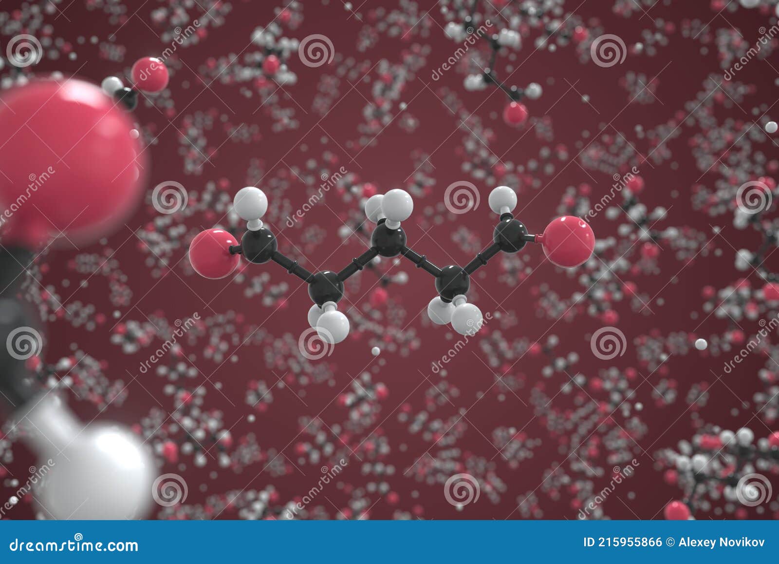 Glutaraldehyde Molecular Structure, 3d Model Molecule, Crosslinking ...