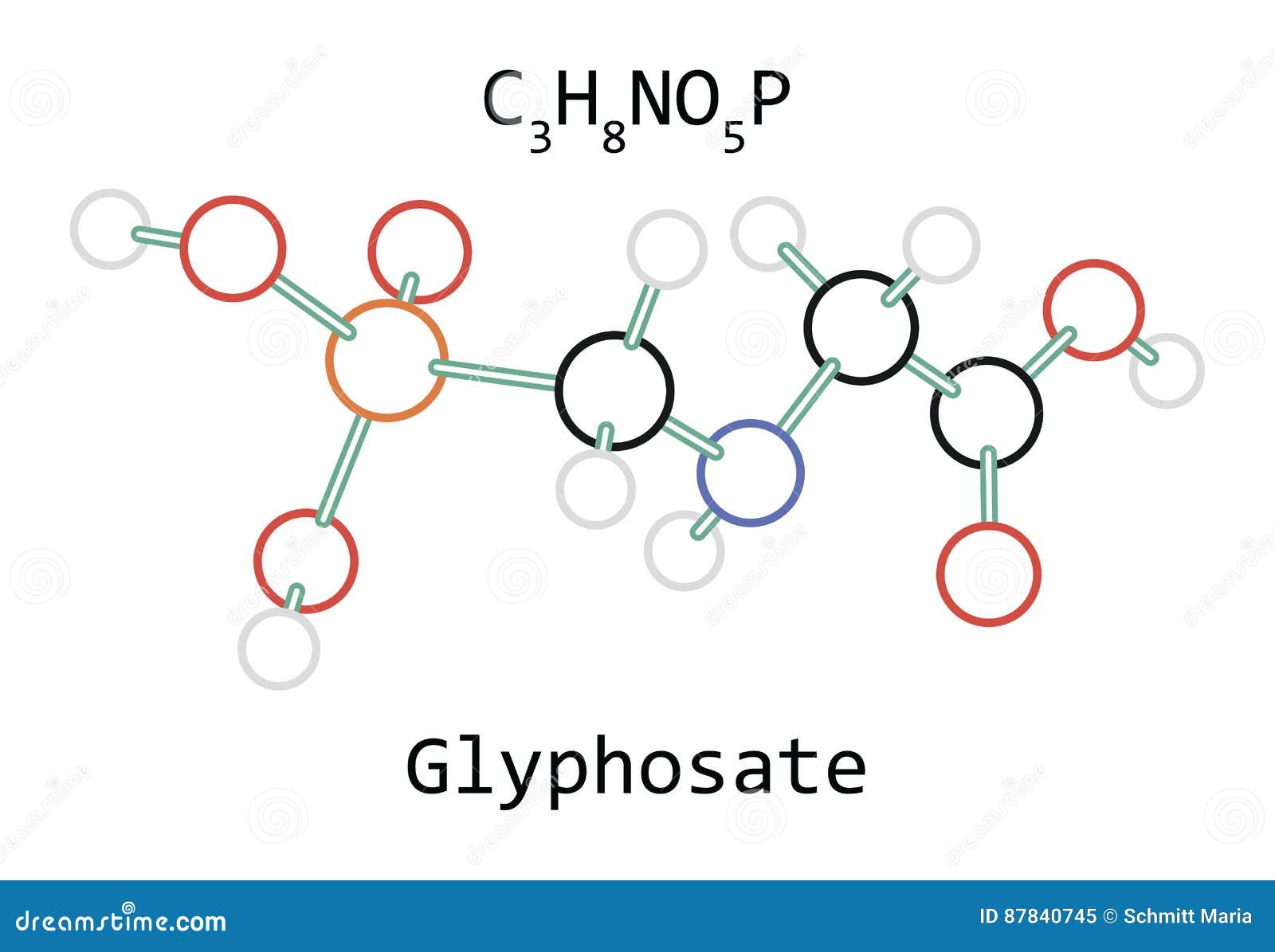 Molecule Glyphosate C3H8NO5P Stock Vector - Illustration of sphere ...