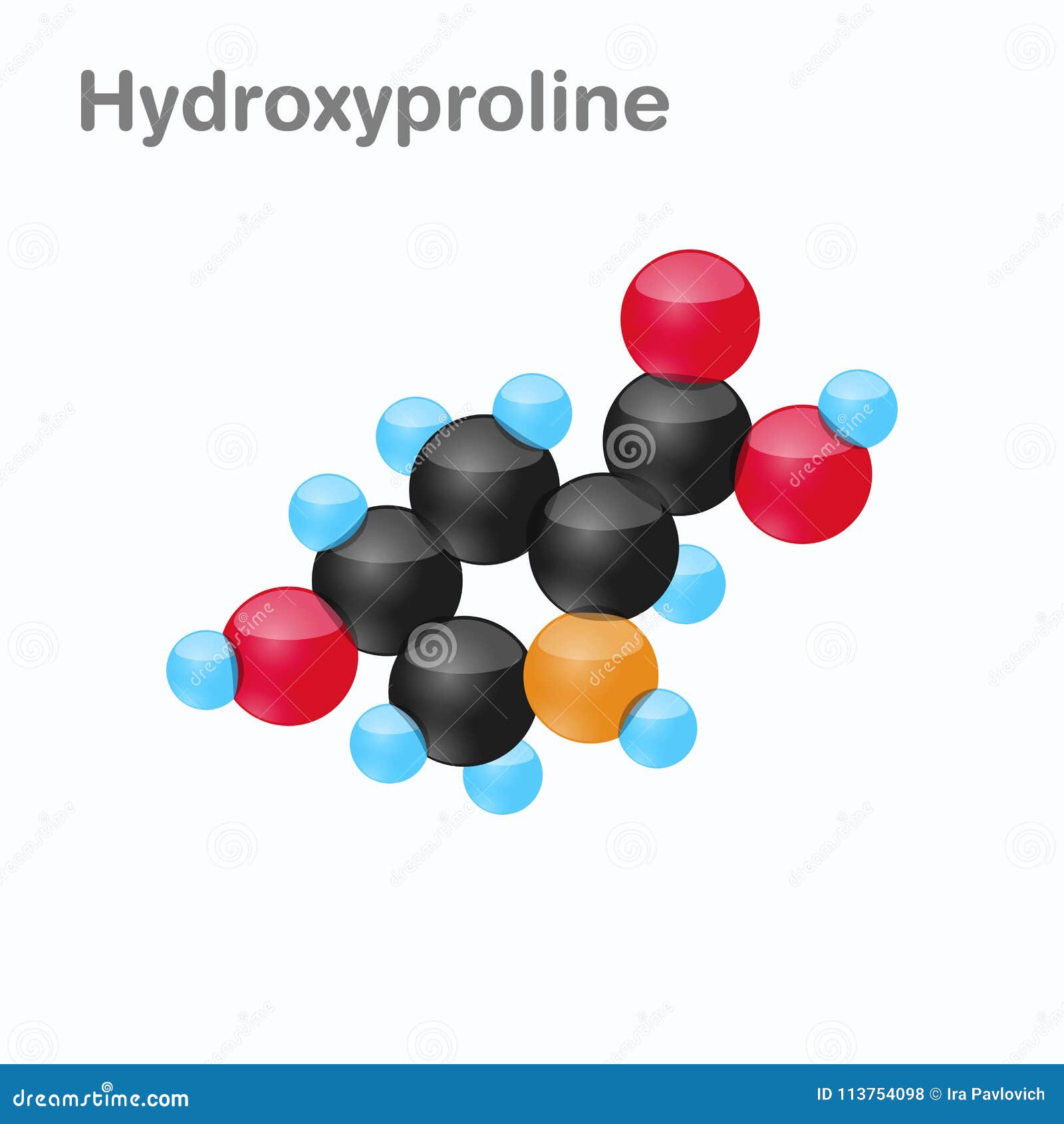 Hydroxyproline Molecule 3d, Molecular Structure, Ball And Stick Model ...