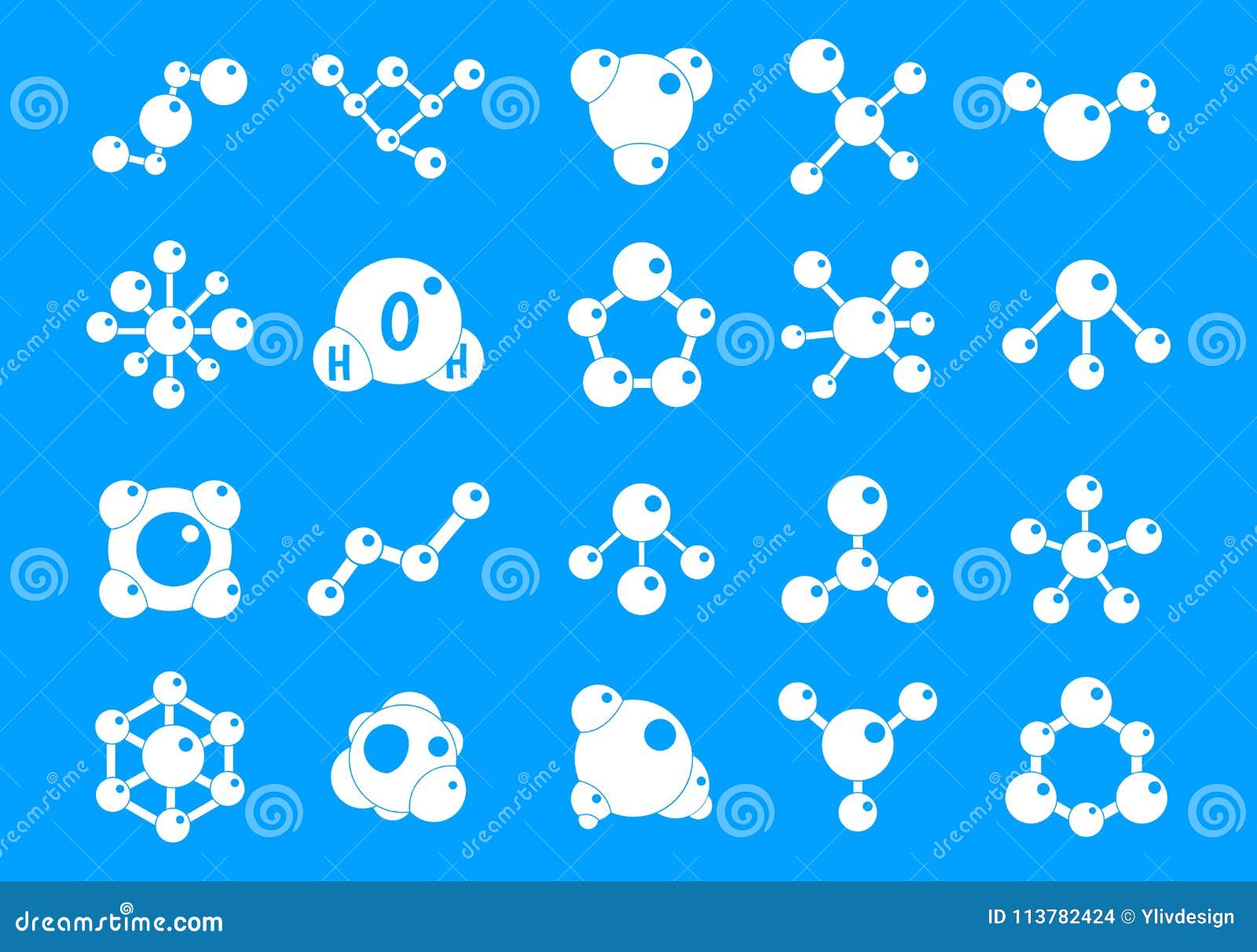 Molecule Icon Blue Set Vector Stock Vector - Illustration of connection ...