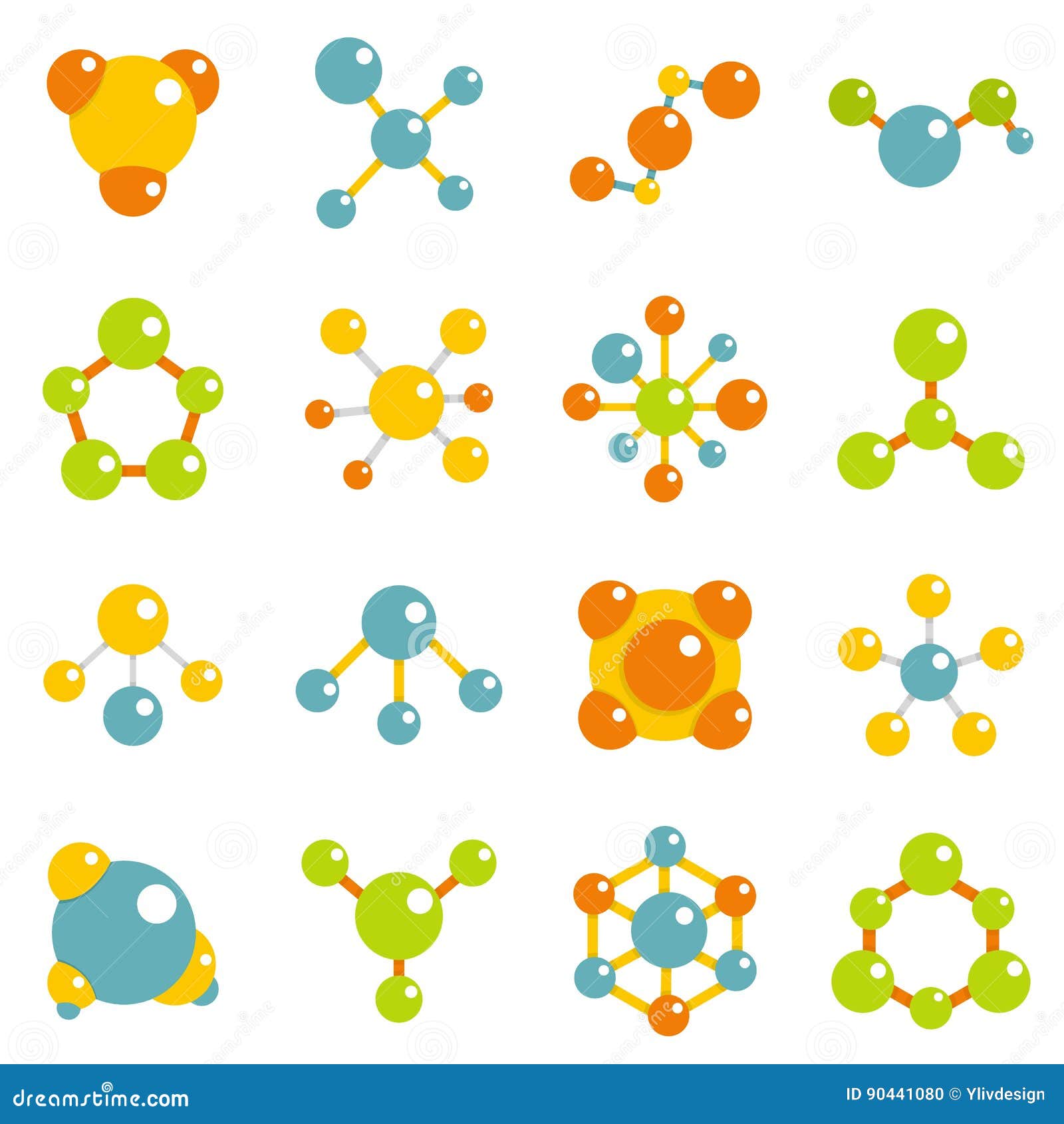 Molecule Icons Set in Flat Style Stock Vector - Illustration of design ...