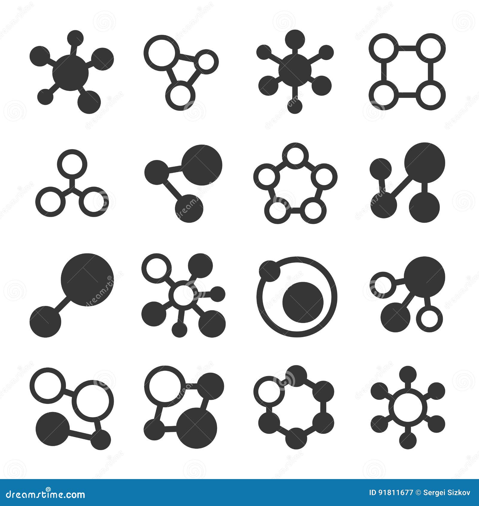 Molecule Icons Set Isolated on White Background. Vector Stock Vector ...