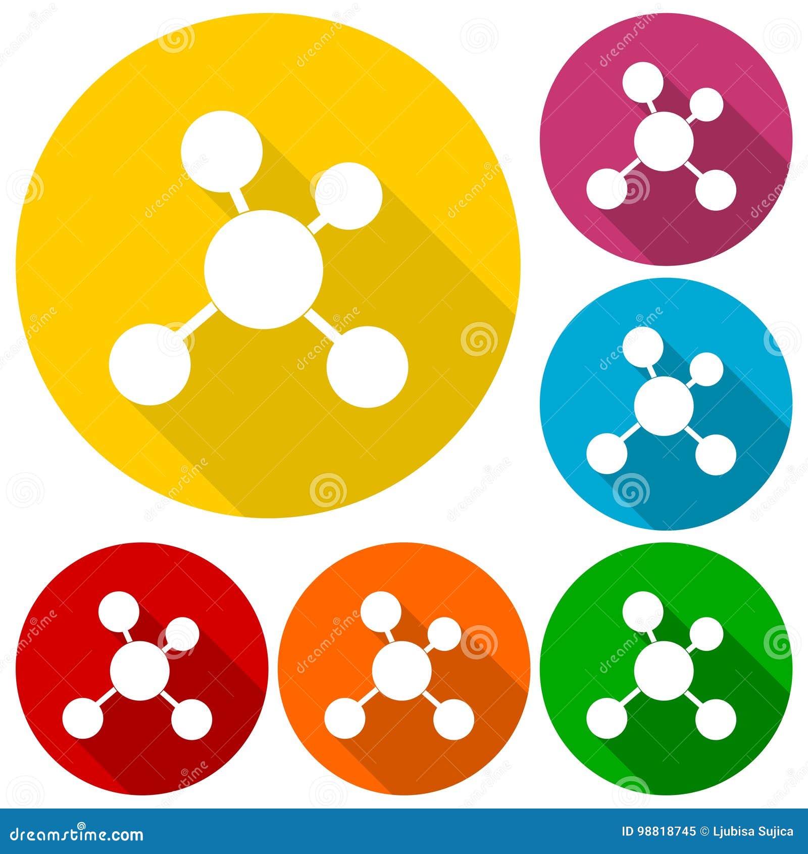 Molecule Icons Set with Long Shadow Stock Vector - Illustration of ...