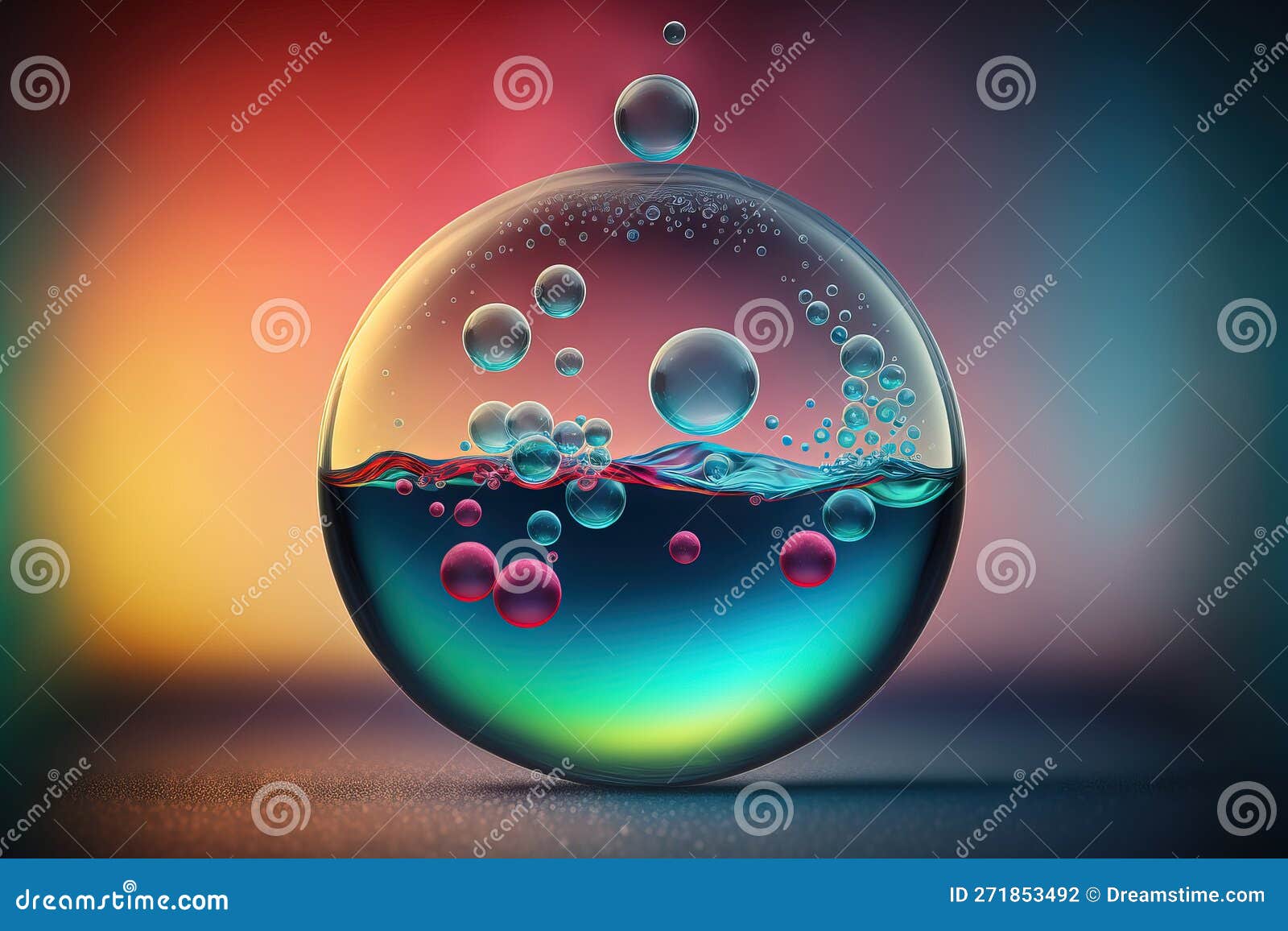 Molecule Inside a Liquid Bubble, Cosmetic Essence, and a Background of ...