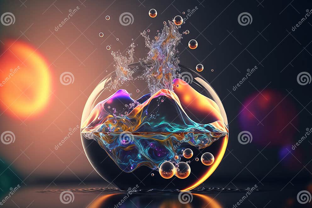 Molecule Inside a Liquid Bubble, Cosmetic Essence, and a Background of ...
