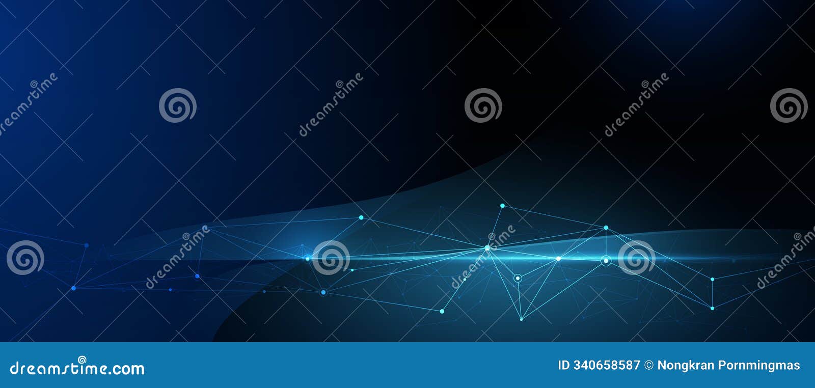 Vector Molecule Network Connected Lines With Dots Technology On Blue Background Abstract