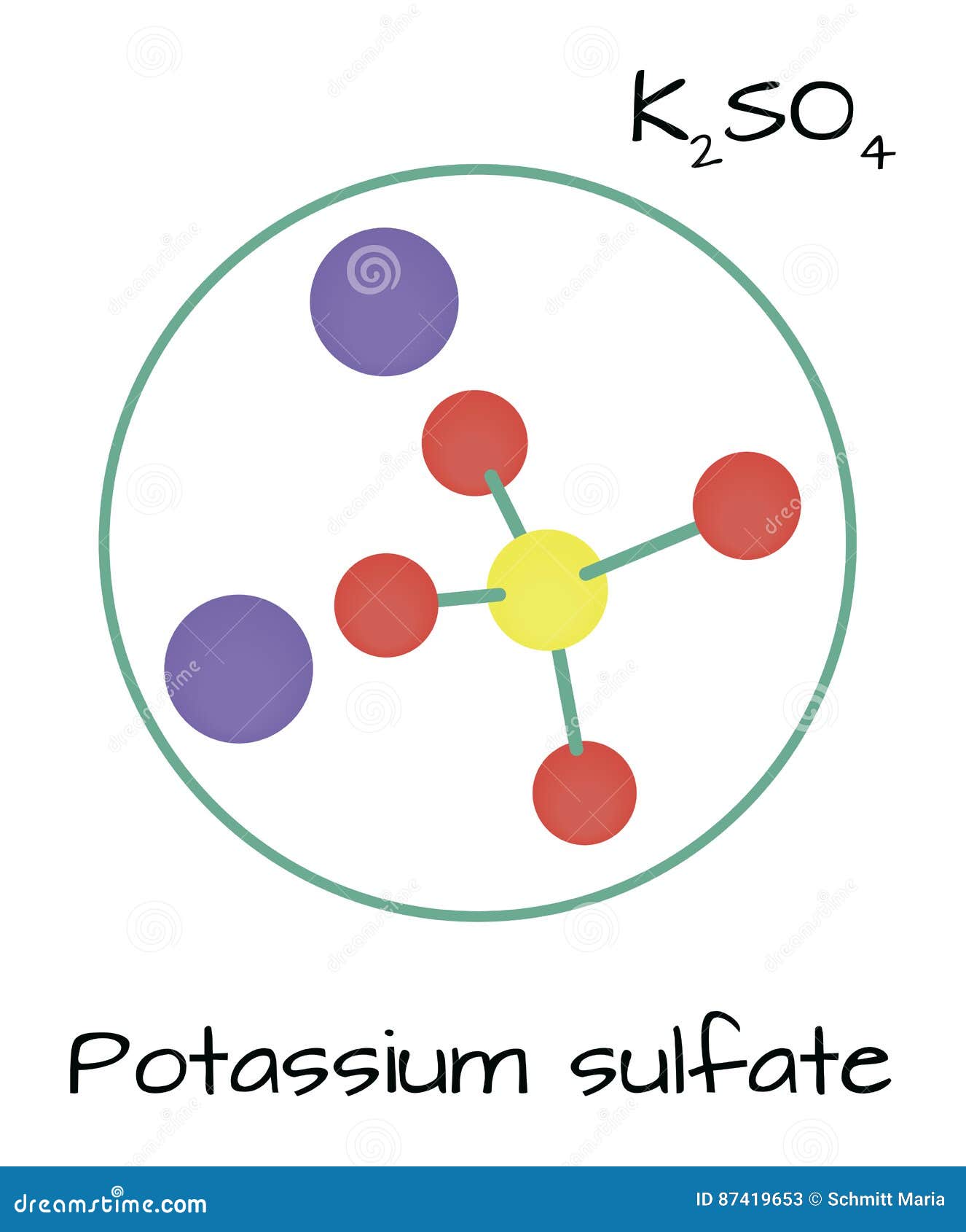Molecule K2SO4 Potassium Sulfa Stock Vector - Illustration of chemistry ...
