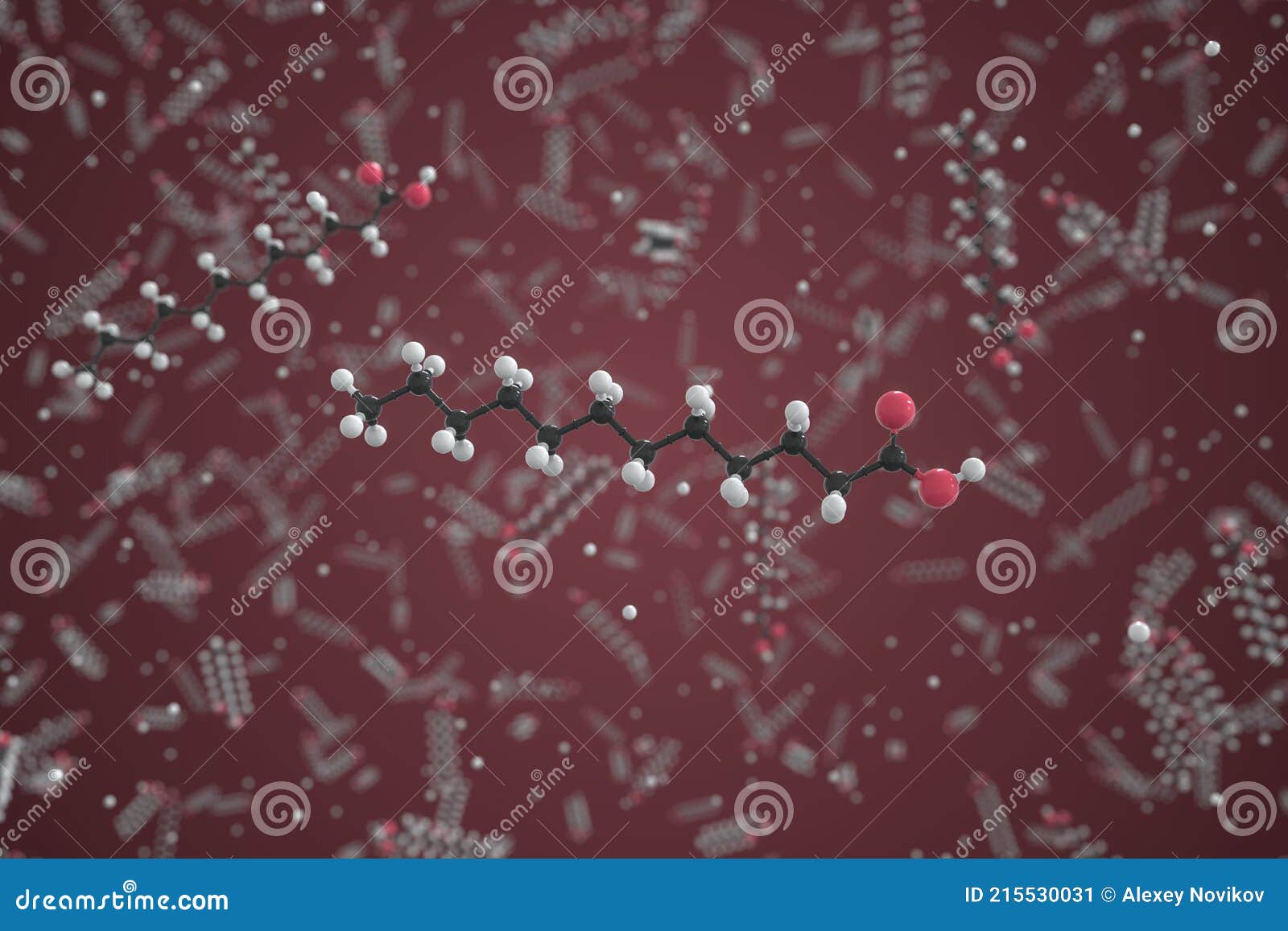Molecule of Lauric Acid, Ball-and-stick Molecular Model. Scientific 3d ...