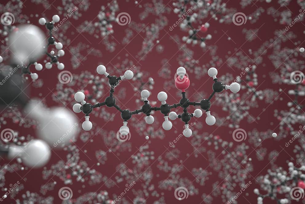 Molecule of Linalool, Ball-and-stick Molecular Model. Scientific 3d ...
