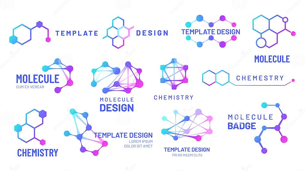Molecule Logos. Chemistry and Science Logotype with Hexagonal Structure ...