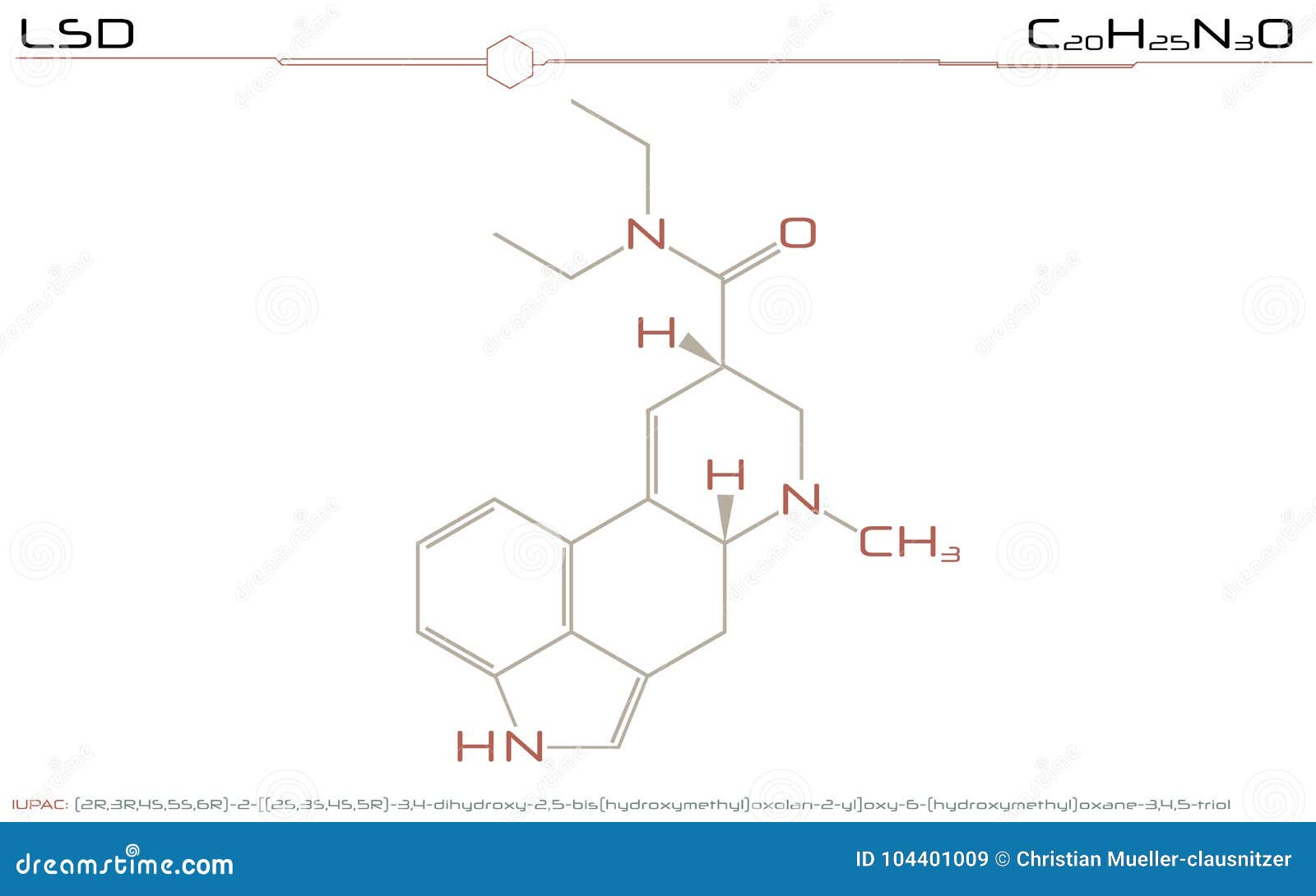 Molecule of LSD stock vector. Illustration of structure - 104401009